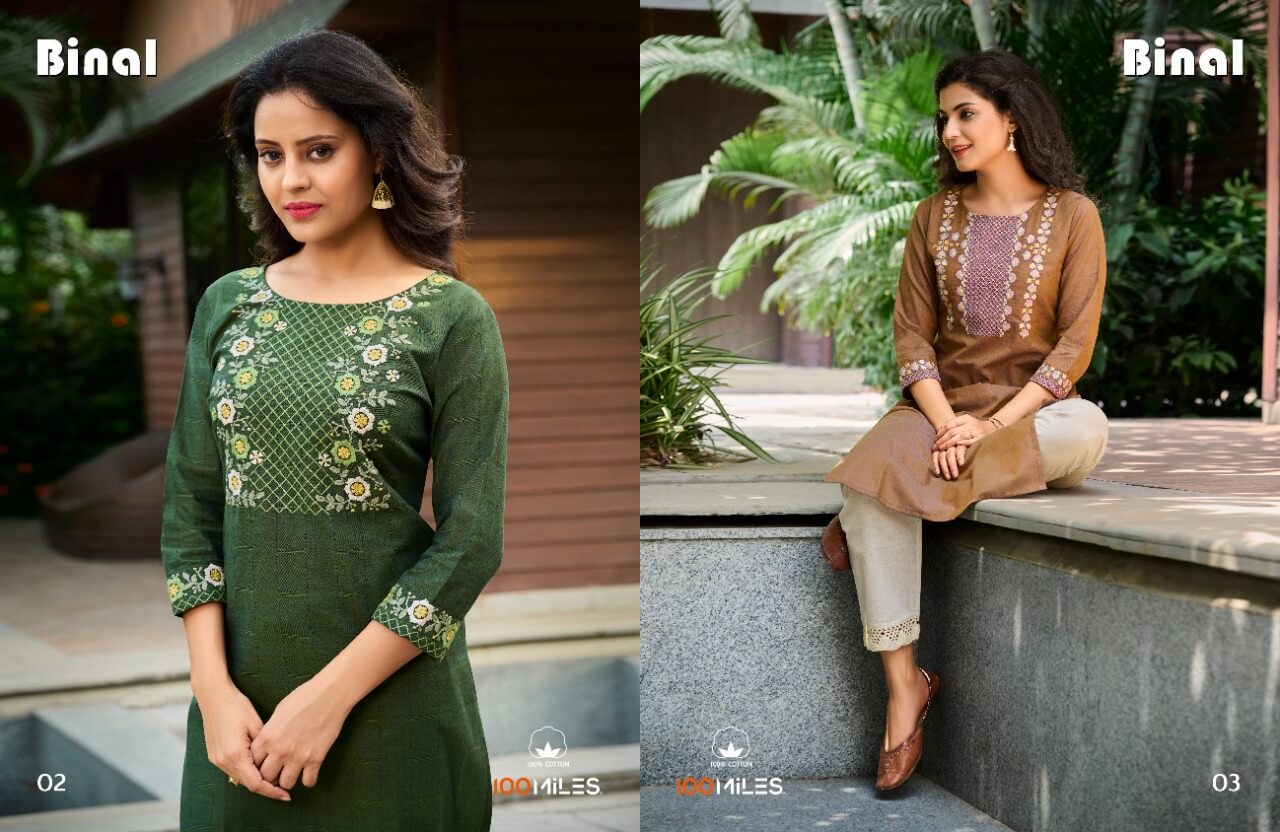 100Miles Binal Cotton Kurtis Catalog at Wholesale Rate